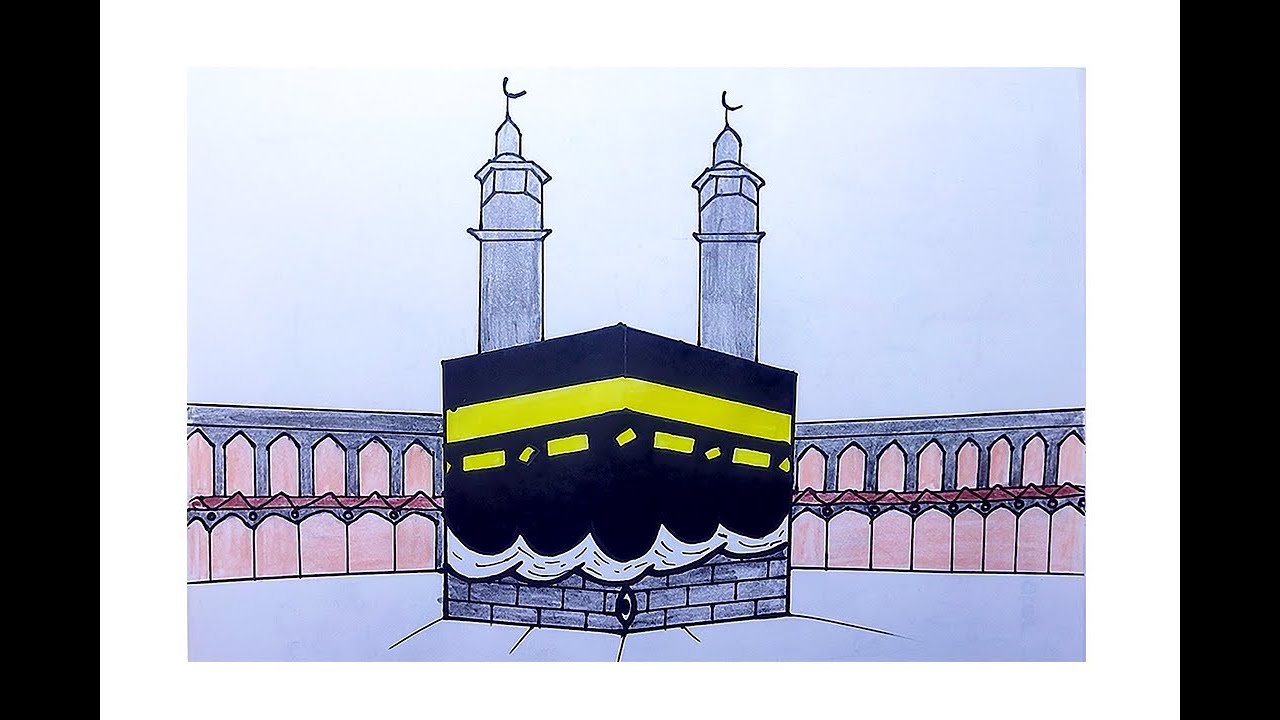 Khana-E-Kaaba Drawing Tutorial || Kaaba Drawing step-by-step || How To ...