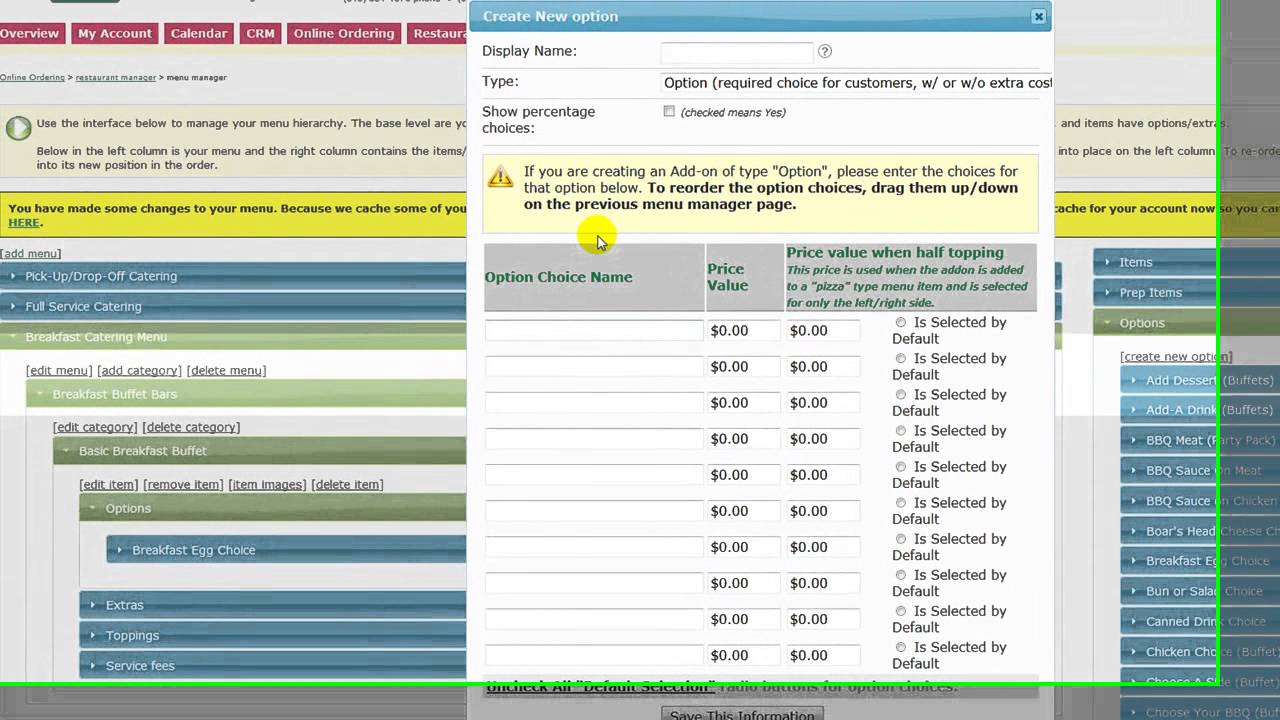 Catering Software Menu Manager - YouTube
