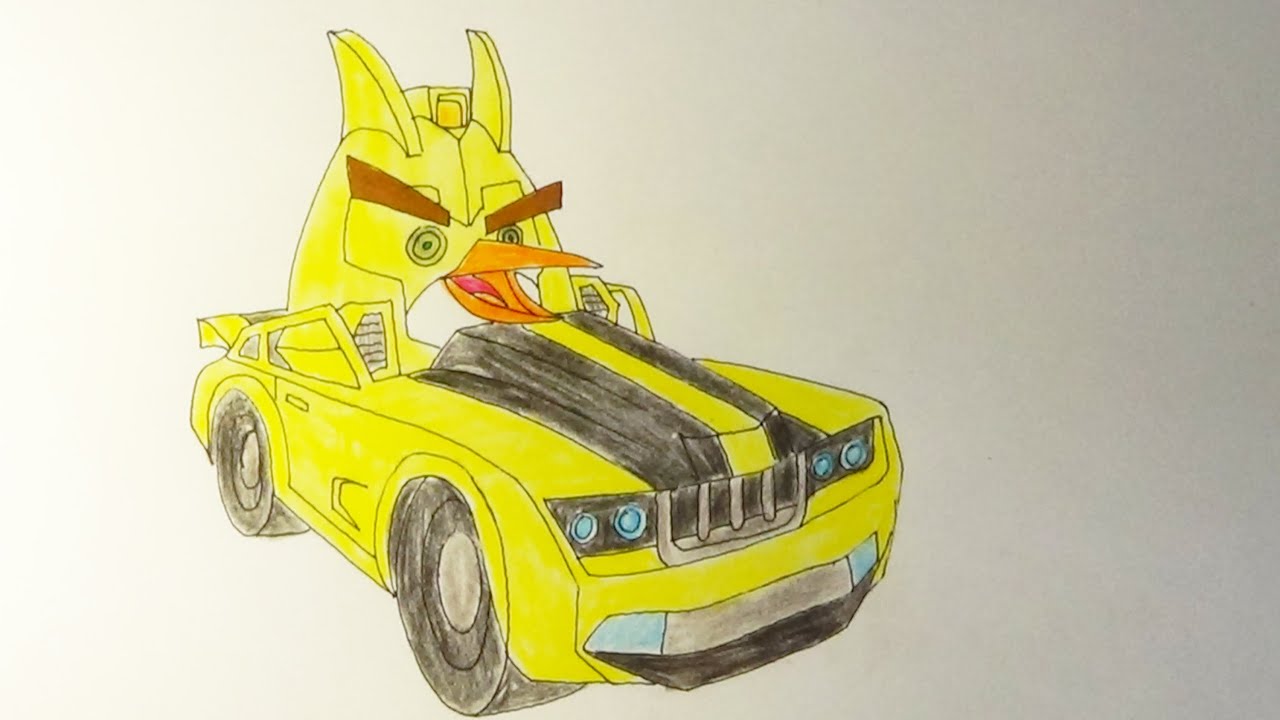 How to draw Angry Birds Transformers Chuck as Bumblebee - YouTube