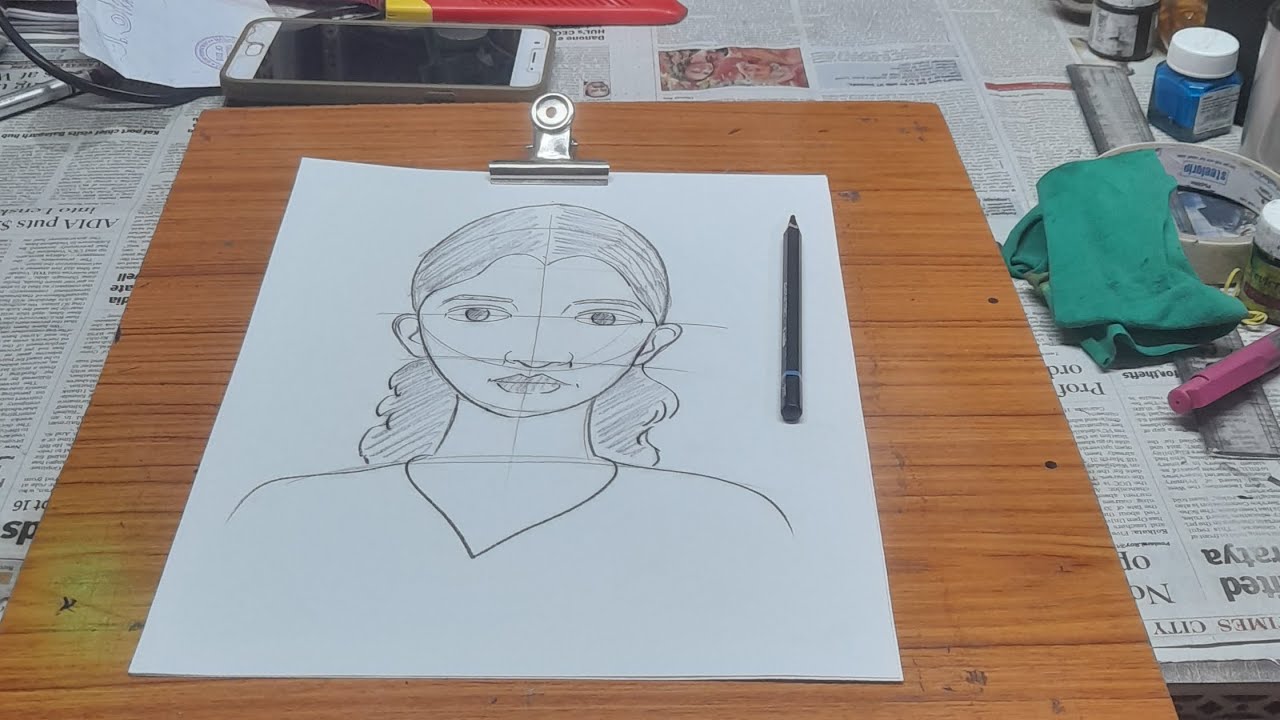 how to draw face ||easy head drawing ||draw with me ||akhtar artist ...