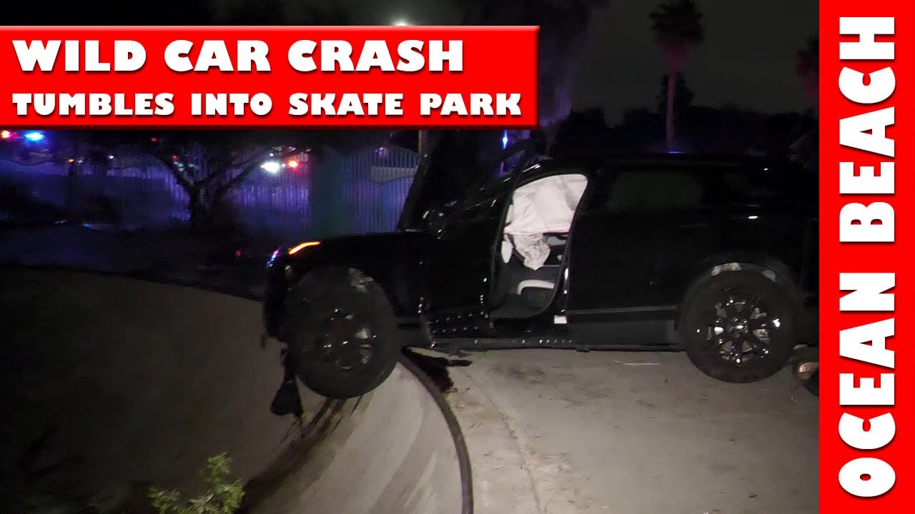 Wild car crash into skate park | Driver fled, possible DUI | Ocean ...