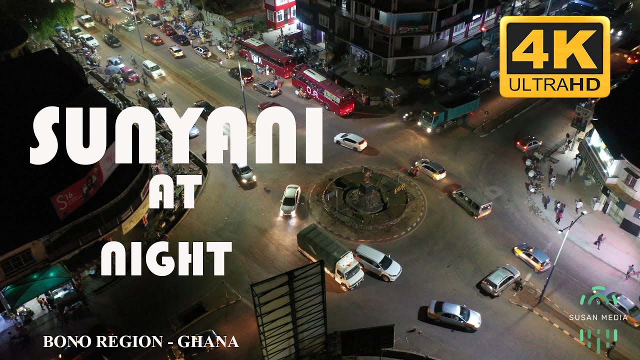 Sunyani at Night Aerial view in the Bono Region of Ghana 4K - YouTube