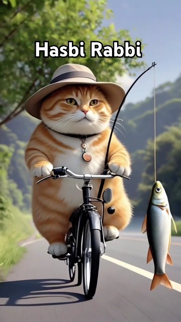 Hasbi rabbi A Cute Cat Fry the fish 🐟 #cute #cat #naat #islamicshorts # ...