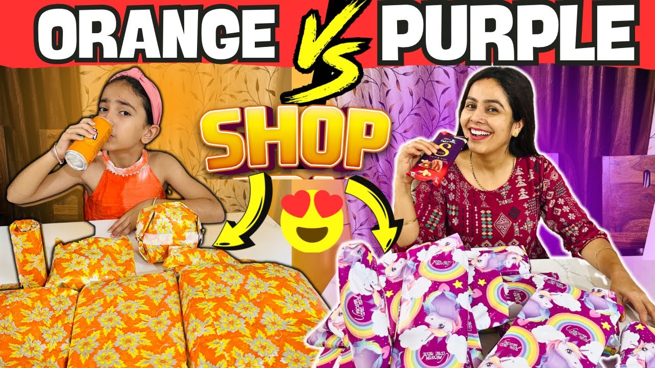 Shopping Only Purple Colour & Orange Colour😍Color Challenge😍One Color ...