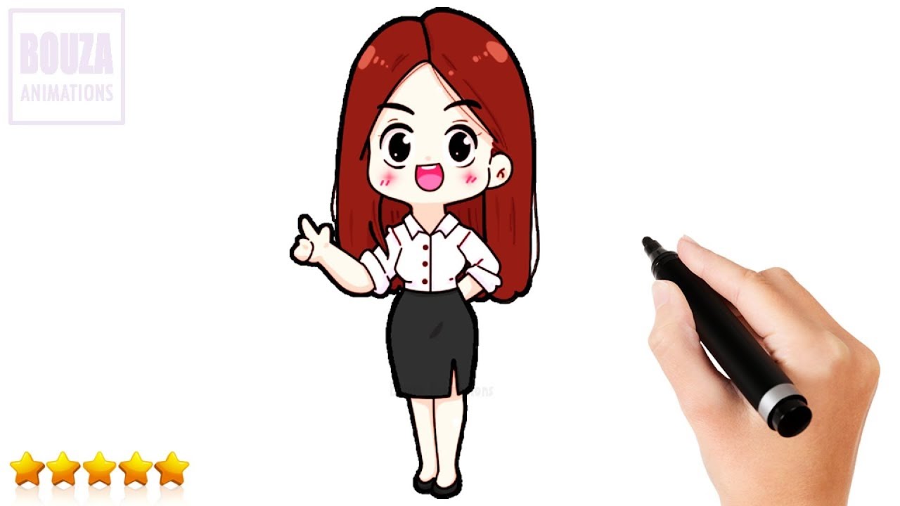 How to Draw a Cute Office Girl (Easy and Step by Step) 👩‍💼 - YouTube