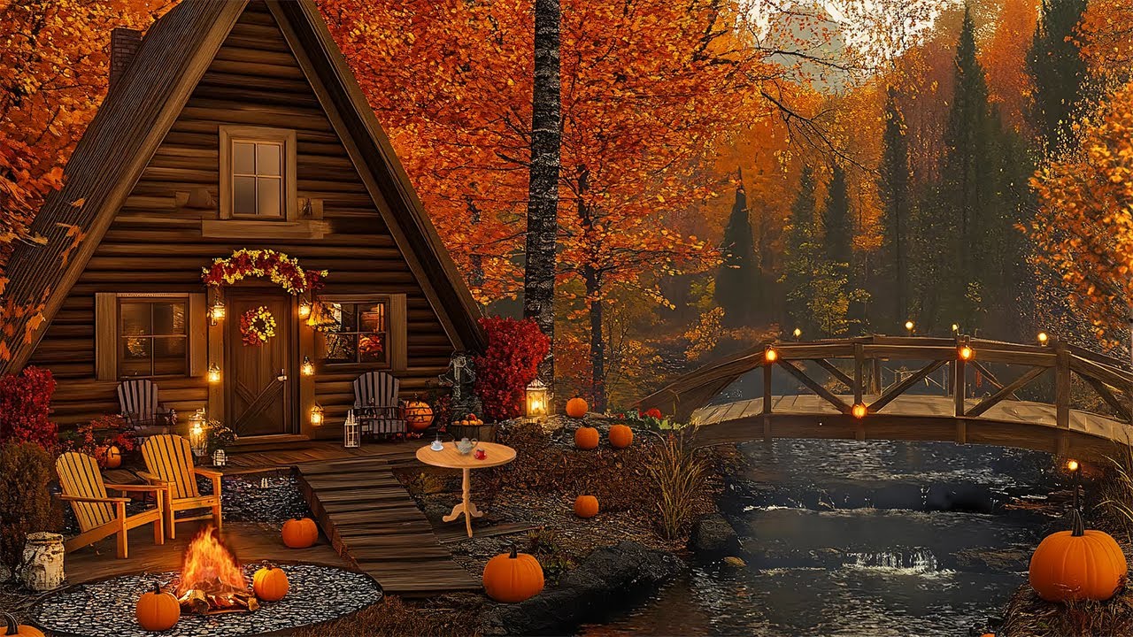 Warm Jazz Piano Music for a Positive Autumn Day 🎧 Outdoor Cafe by the ...