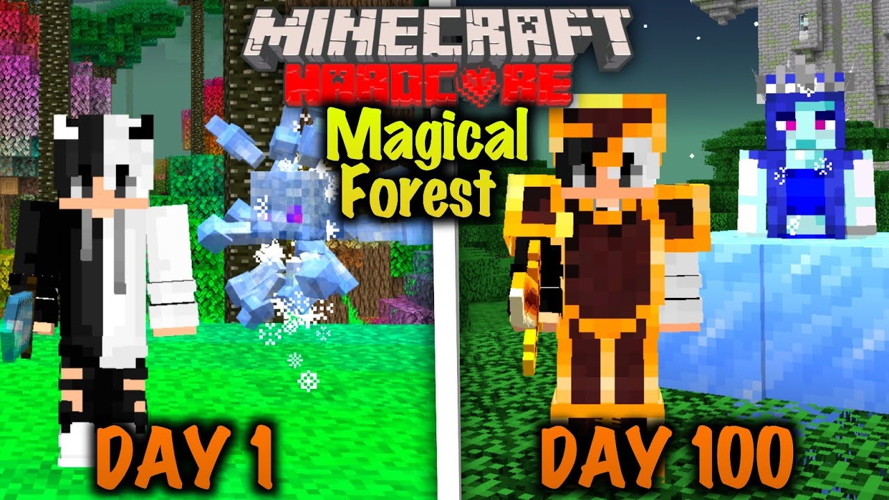 I Survived 100 In a MAGICAL FOREST | Minecraft Hindi - YouTube