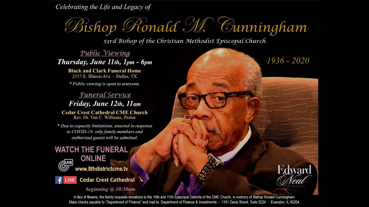 Funeral Services for Bishop Ronald M. Cunningham - YouTube