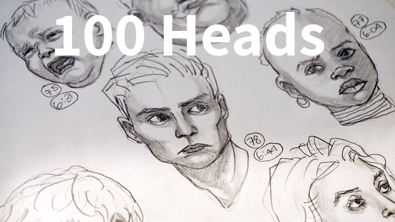 Drawing 100 Heads - #100HeadsChallenge - YouTube