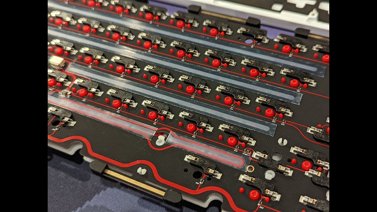 JRIS65 Keyboard UHMW Tape Off PCB Flex cut Sound Test with Corsa Switch ...