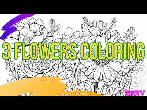 Coloring 3 Flowers with Printable PDF Sample (ALL AGES) - YouTube