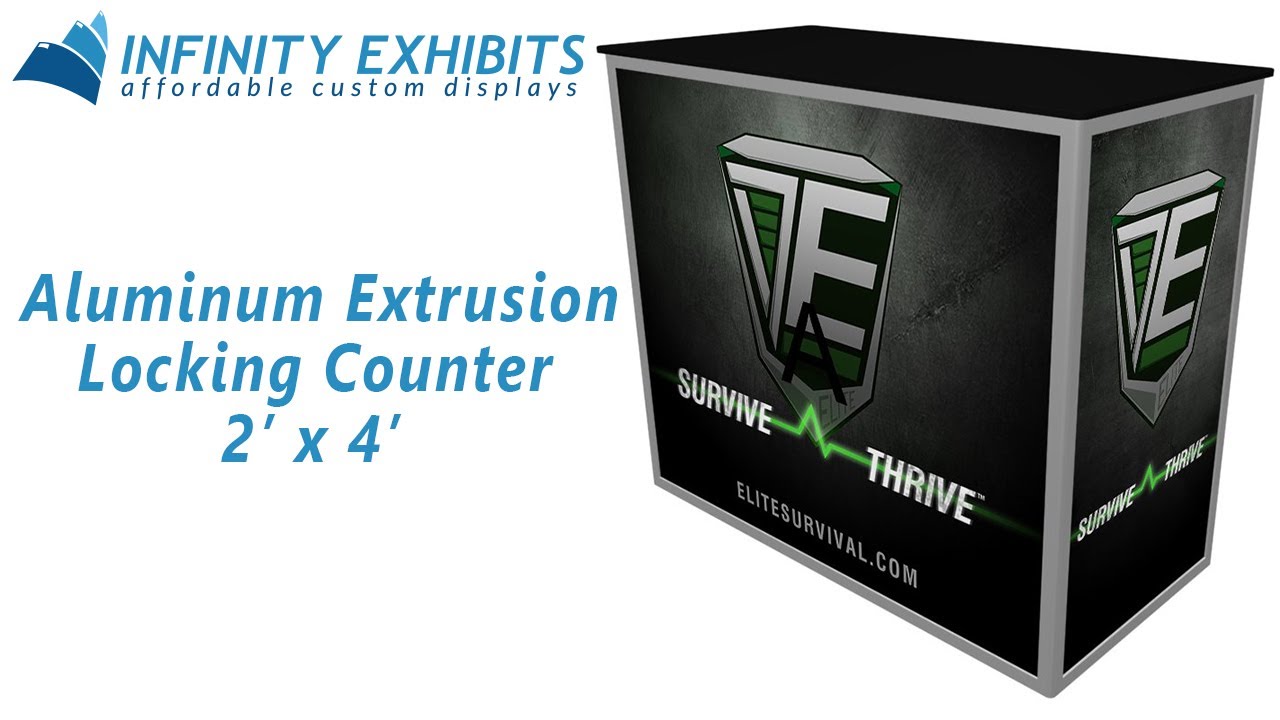 Aluminum Extrusion Locking Counter - 2' x 4' - Infinity Exhibits - YouTube