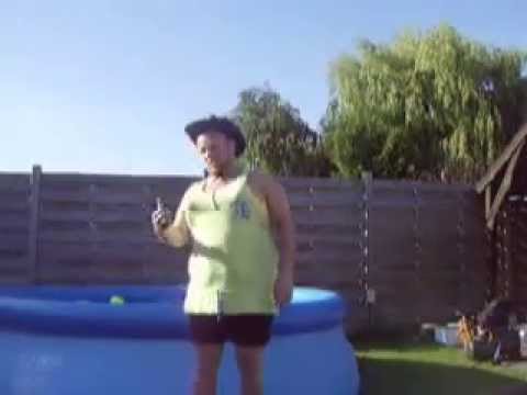 fat guy dressed like woman jumps in pool - YouTube