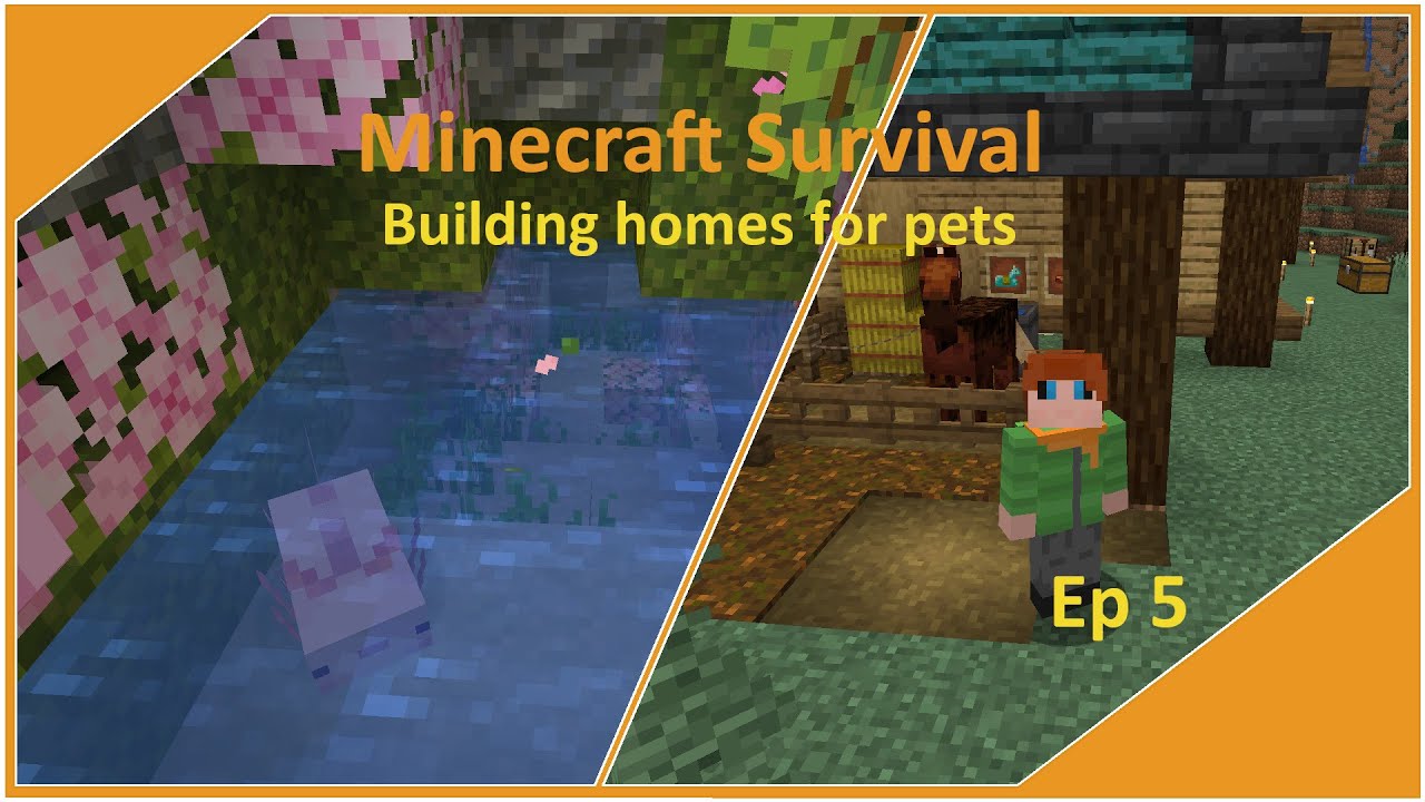 Building homes for pets [Minecraft survival ep5] - YouTube
