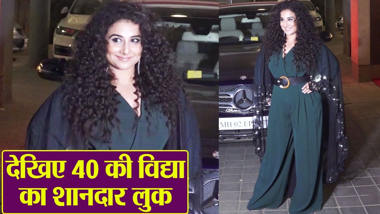 Vidya Balan looks gorgeous in retro bottle green - black dress on 40th ...