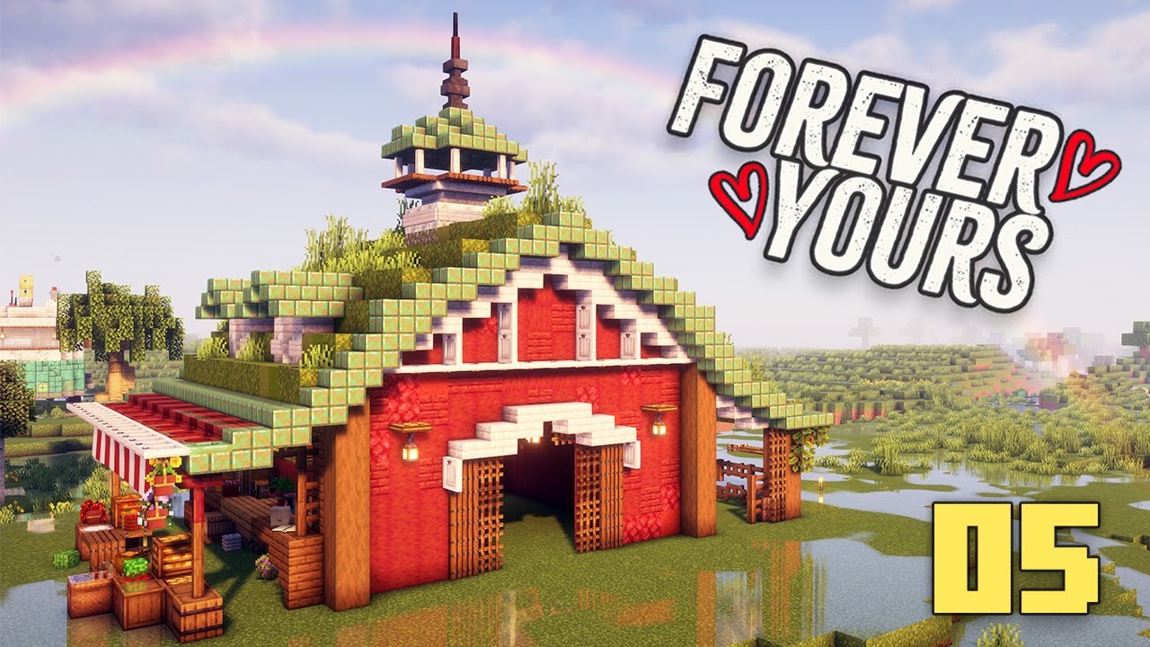 I built a RED BARN in my Forever World | Minecraft Forever Yours Ep 5 ...