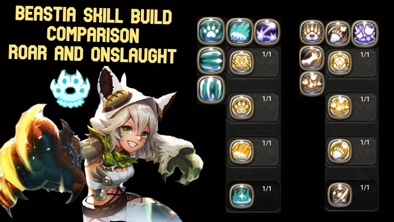 Beastia Both Skill Build Line Gameplay & Skill Details Comparison Roar ...