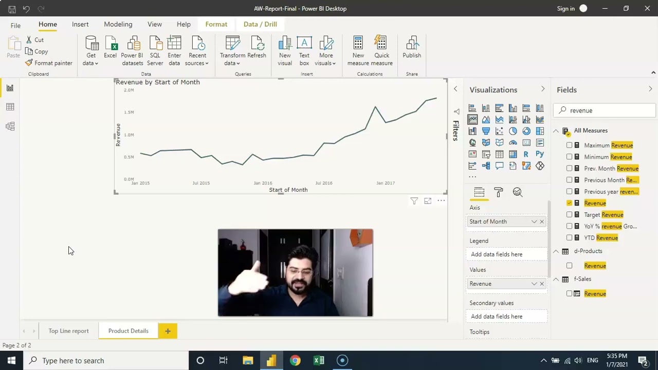 Showing Monthly Trend Line Chart in Power-BI - YouTube