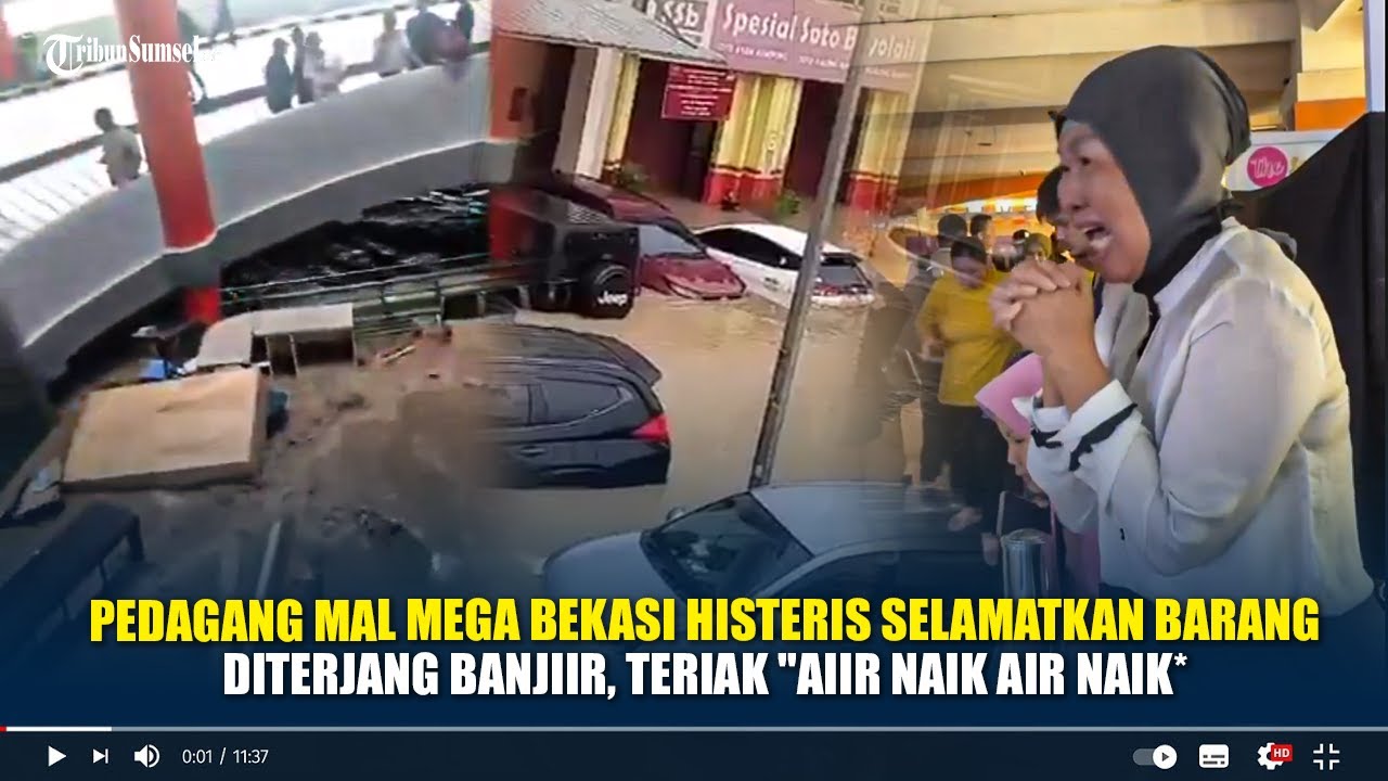 Pedagang Mall Mega Bekasi Histeris Selamatkan Barang Diterjang Banjiir, Teriiak "Aiir Naik Air ...