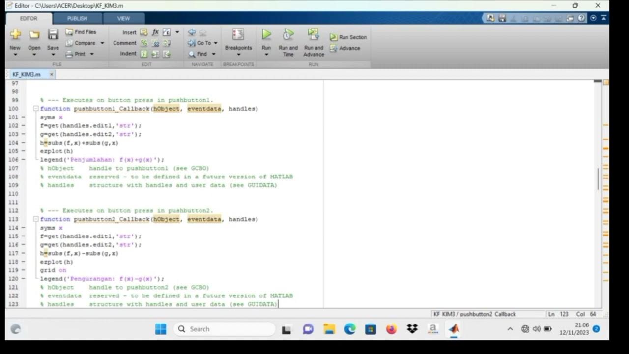 Tutorial membuat kalkulator fungsi menggunakan matlab - YouTube