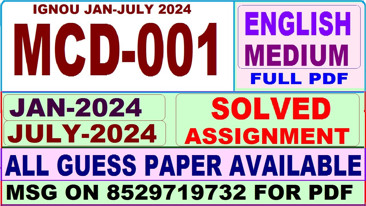 MCD 001 solved assignment 2024 / mcd 001 solved assignment Jan / july ...