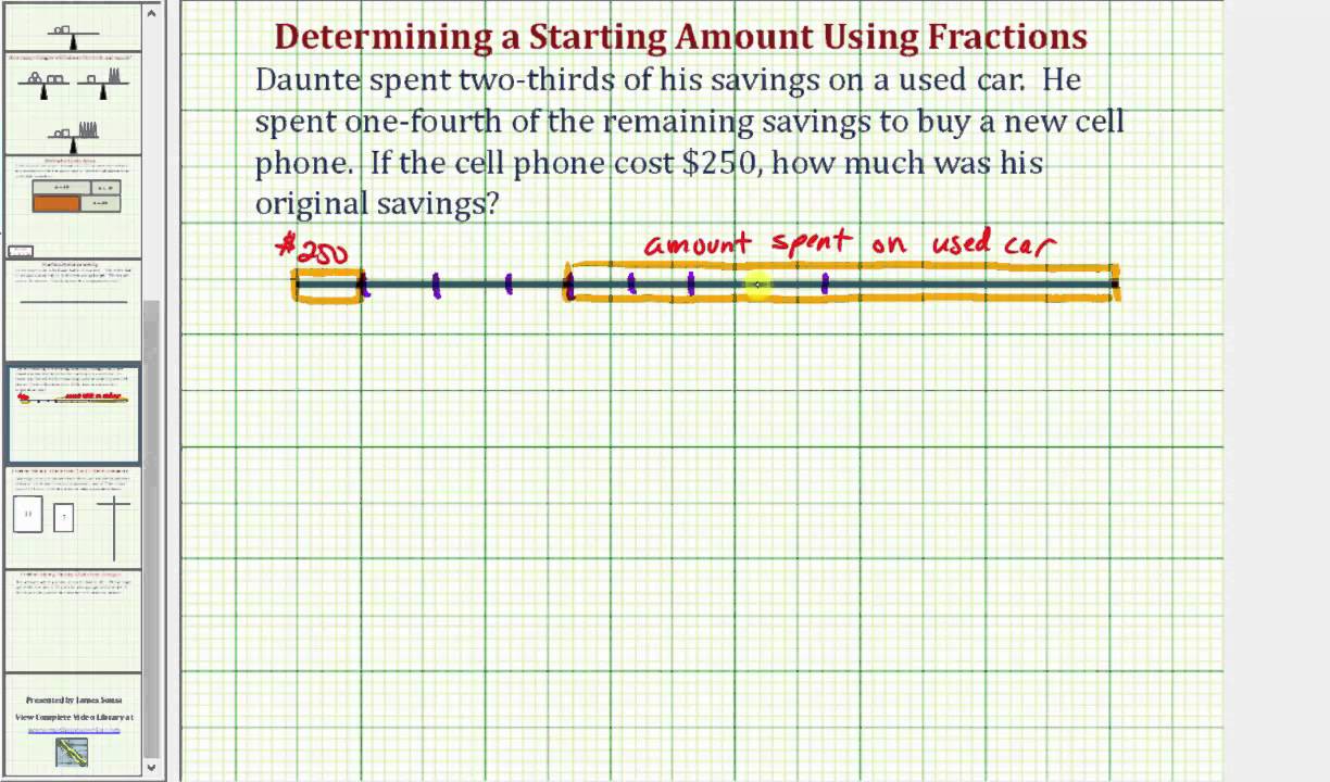 Ex: Determine an Original Amount From a Fractional Amount Given - YouTube