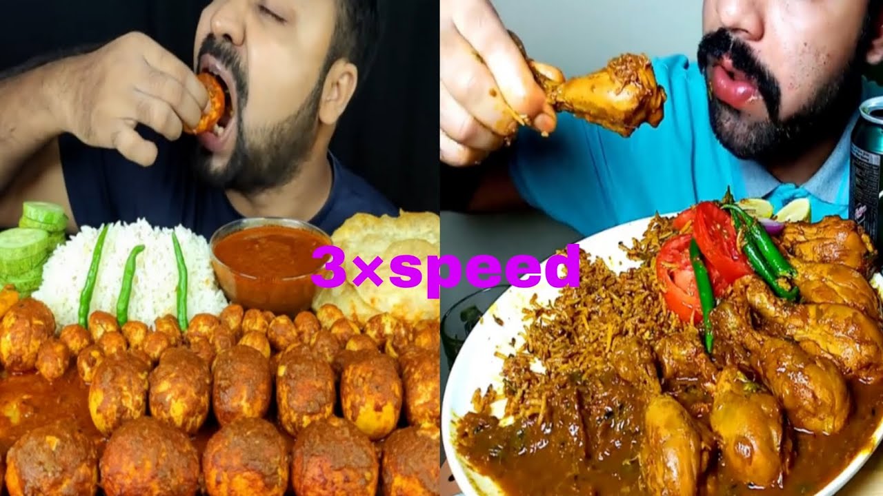 egg curry chicken leg piece rice eating challenge 🍗😋 - YouTube