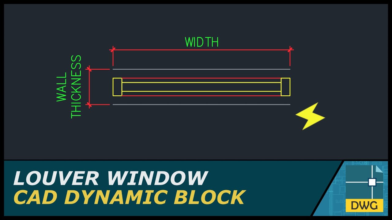 Louver Window (Steel or Metal): AutoCAD Dynamic Block (Plan View) - YouTube