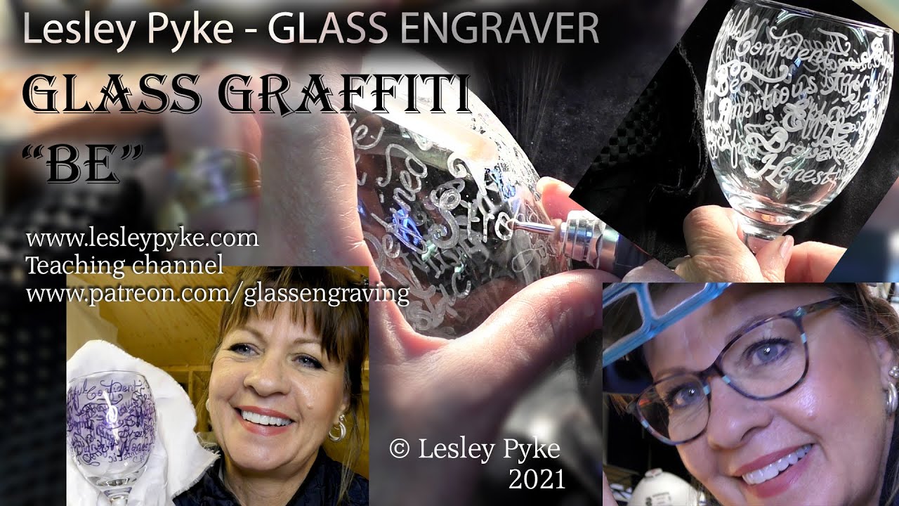 Glass engraving Tutorial for beginners - doodled letters - graffiti on ...