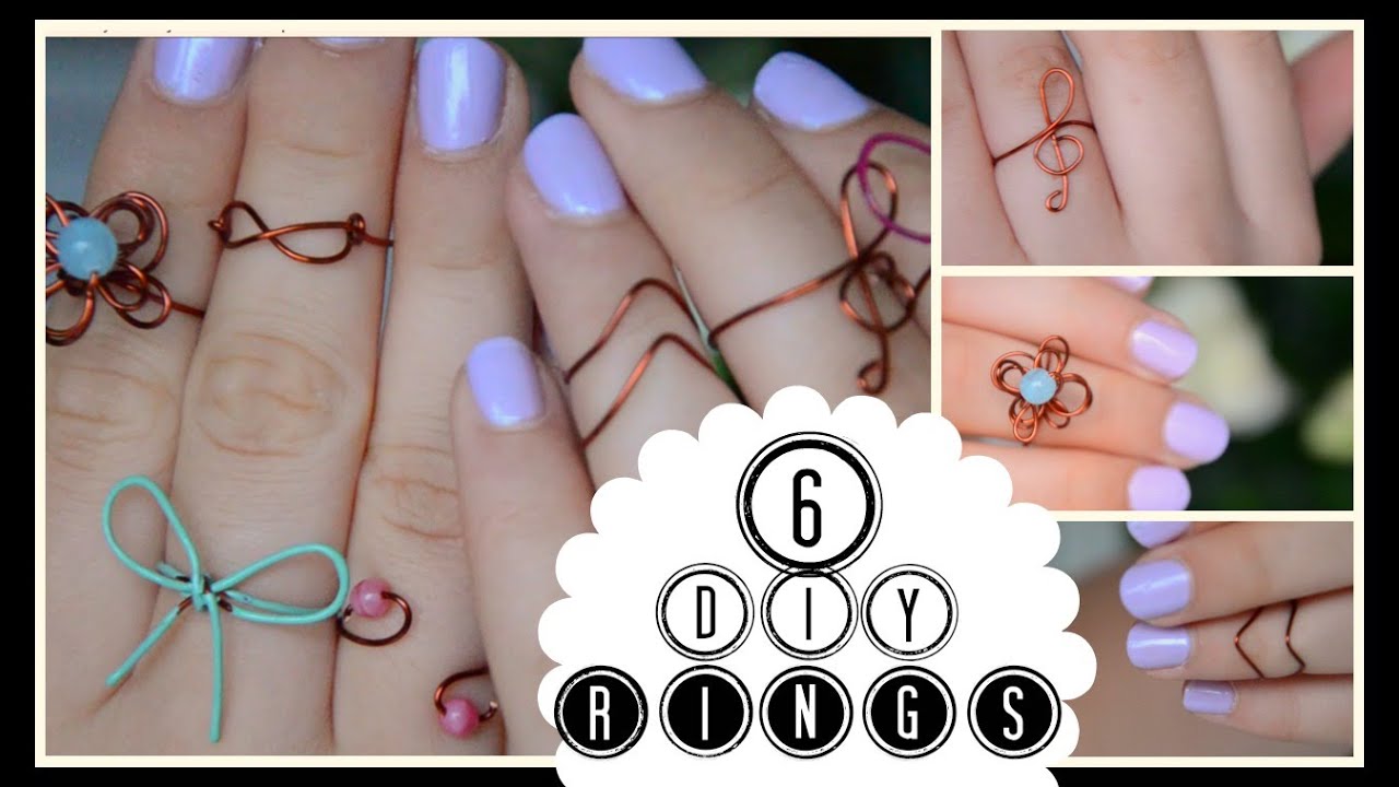 DIY Easy Wire Rings ||treble clef, bow, flower, infinity, chevron ...