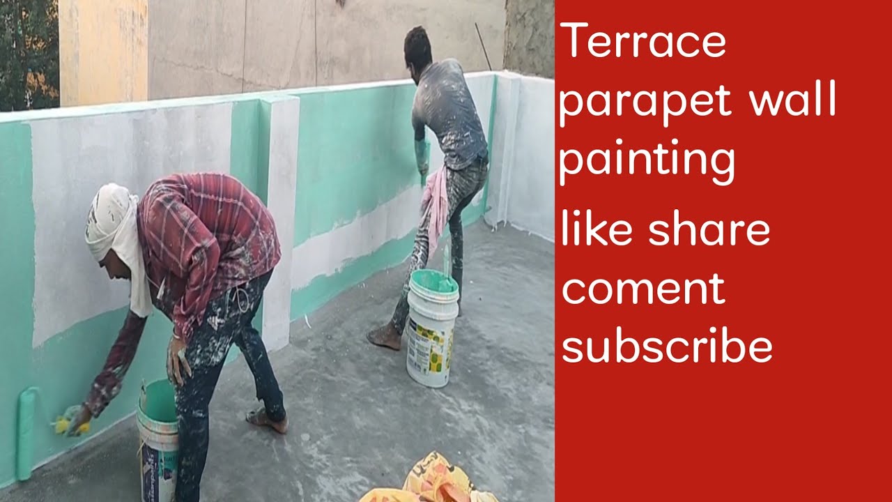 Terrace parapet wall painting by roller finishing how to roller ...