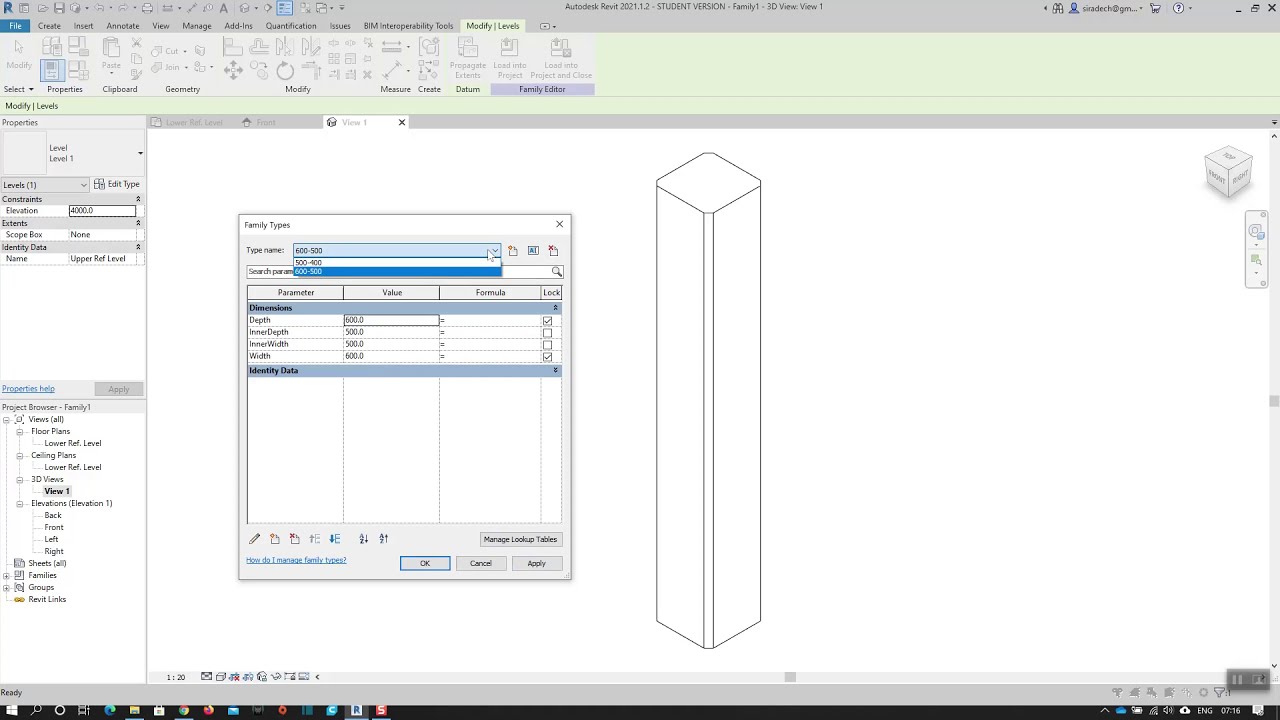 การสร้าง Family Column ใน Revit 2021 - YouTube