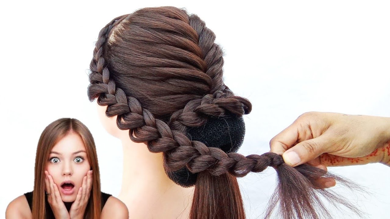 inspired by khushbu hairstyle|beautiful braided bun hairstyle|hair ...