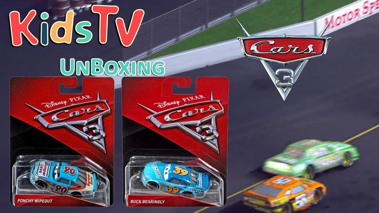 Disney Pixar Cars 3 Buck Bearingly #39 & Ponchy Wipeout #90 Unboxing by ...
