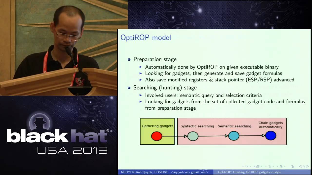 Black Hat USA 2013 - OptiROP: hunting for ROP gadgets in style - YouTube
