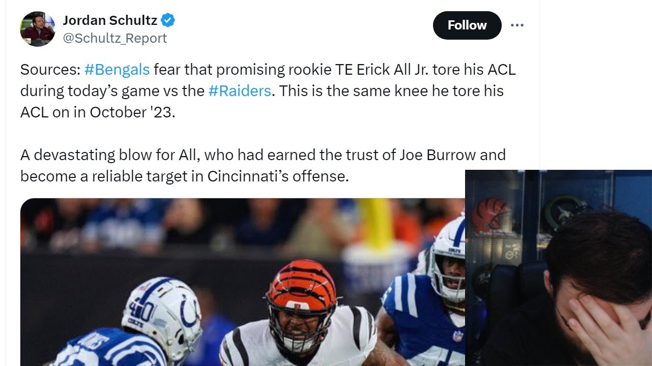 BENGALS FAN REACTS TO REPORTS ERICK ALL TORE HIS ACL AND IS DONE FOR ...