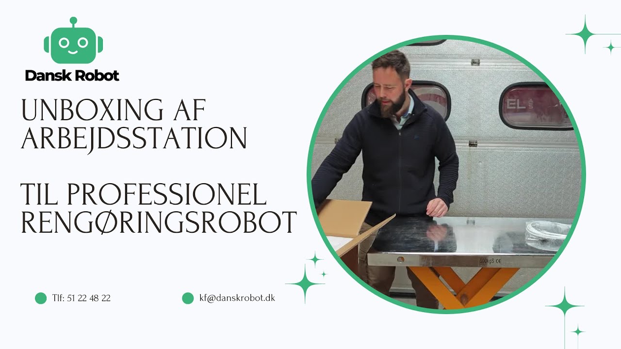Unboxing af arbejdsstationen til professionel rengøringsrobot fra Dansk ...