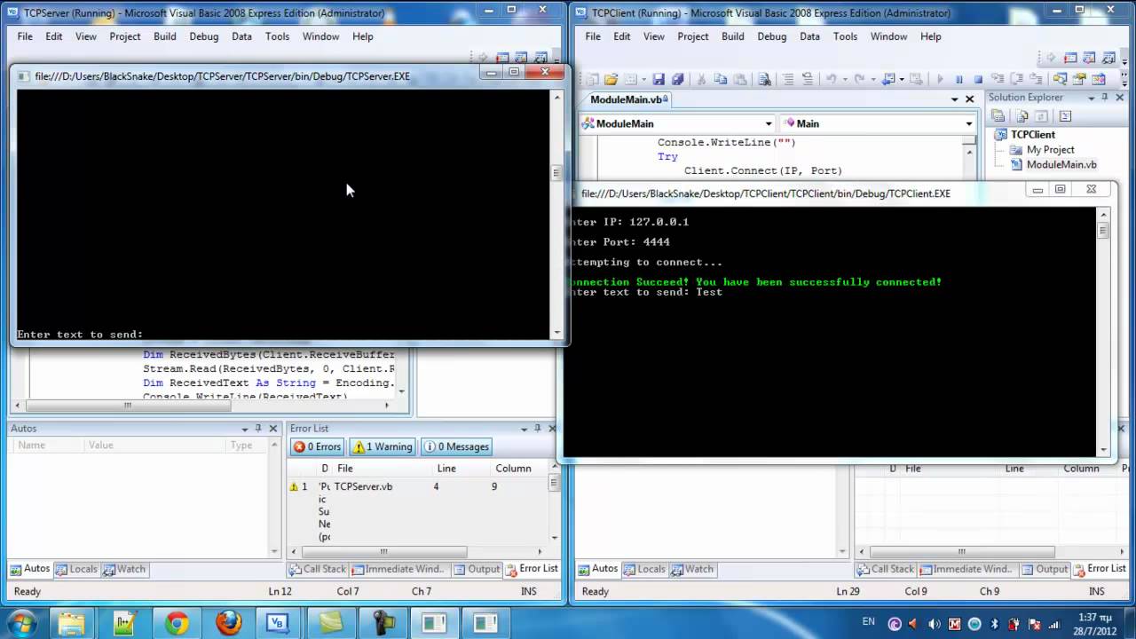 Tcpclient And Tcpserver Reading Stream Problem Youtube
