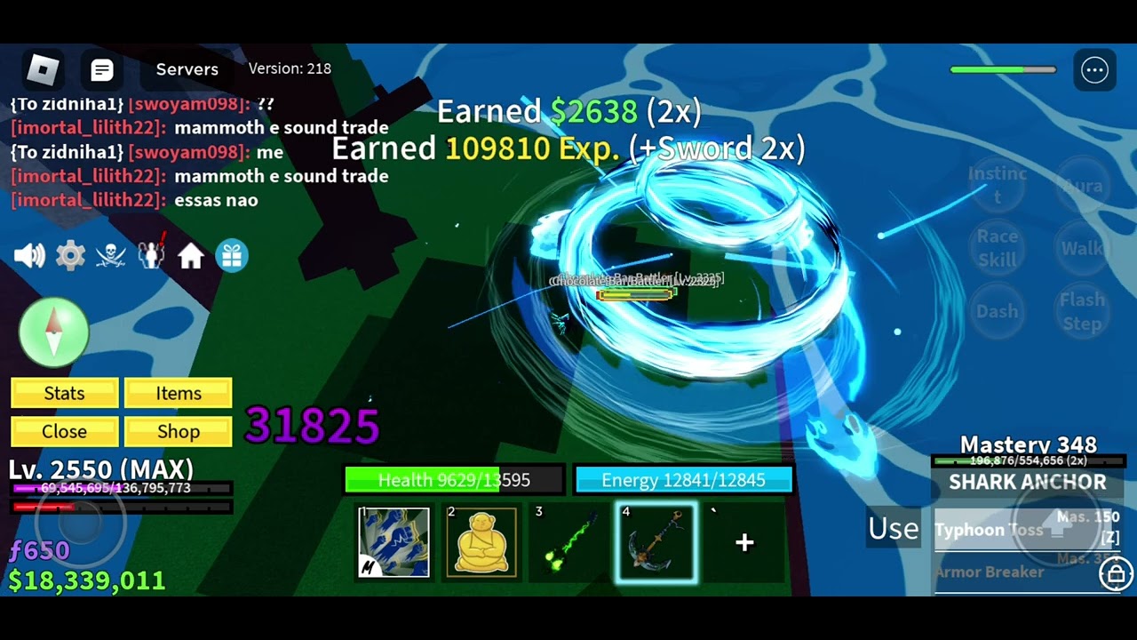 Finally getting 350 mastery and upgrading shark anchor BLOX FRUITS ...