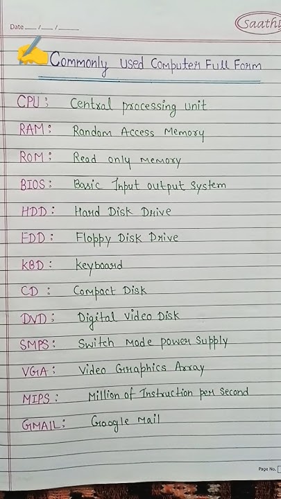 Computer full form CPU,RAM,ROM... - YouTube