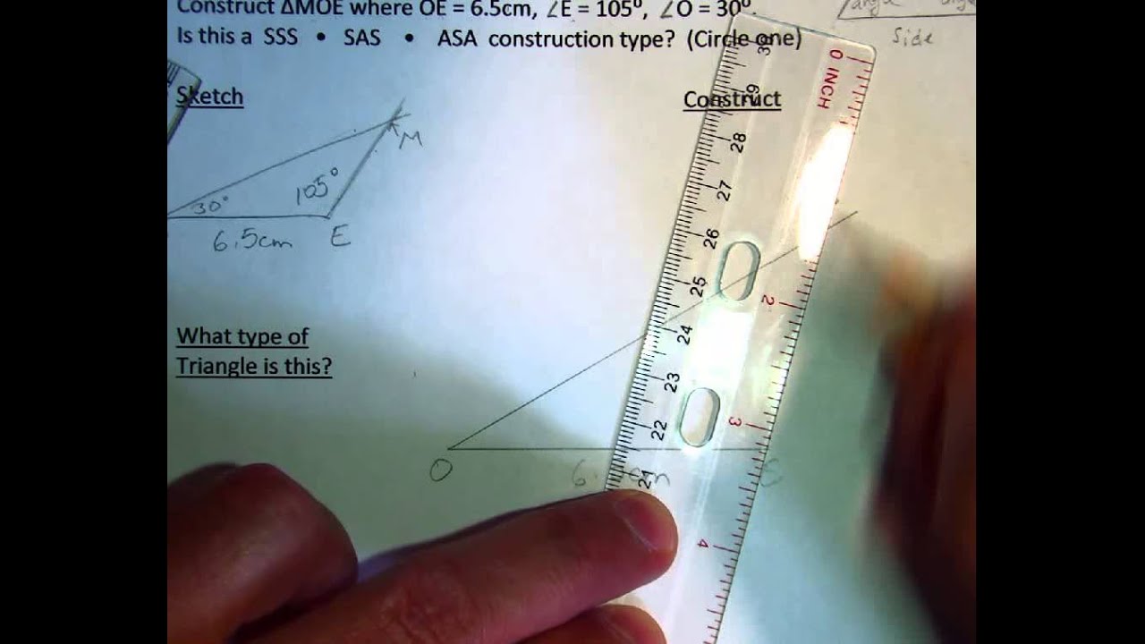 Constructing ASA Triangles - YouTube