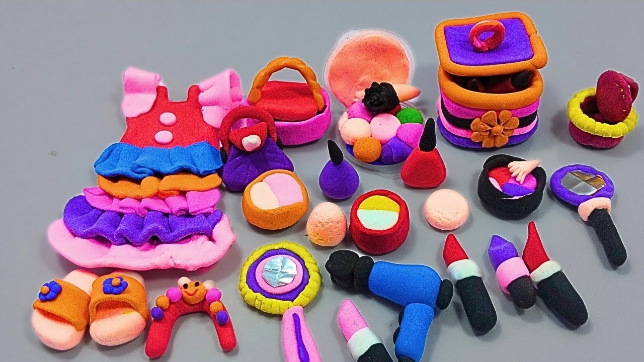 DIY How to Make Polymer Clay, Miniature, Makeup Set with Unicorn Dress ...