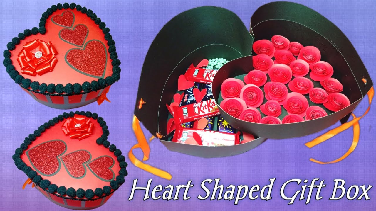 How To Make A Heart Shaped Paper Gift Box | Valentine's day gift ideas ...
