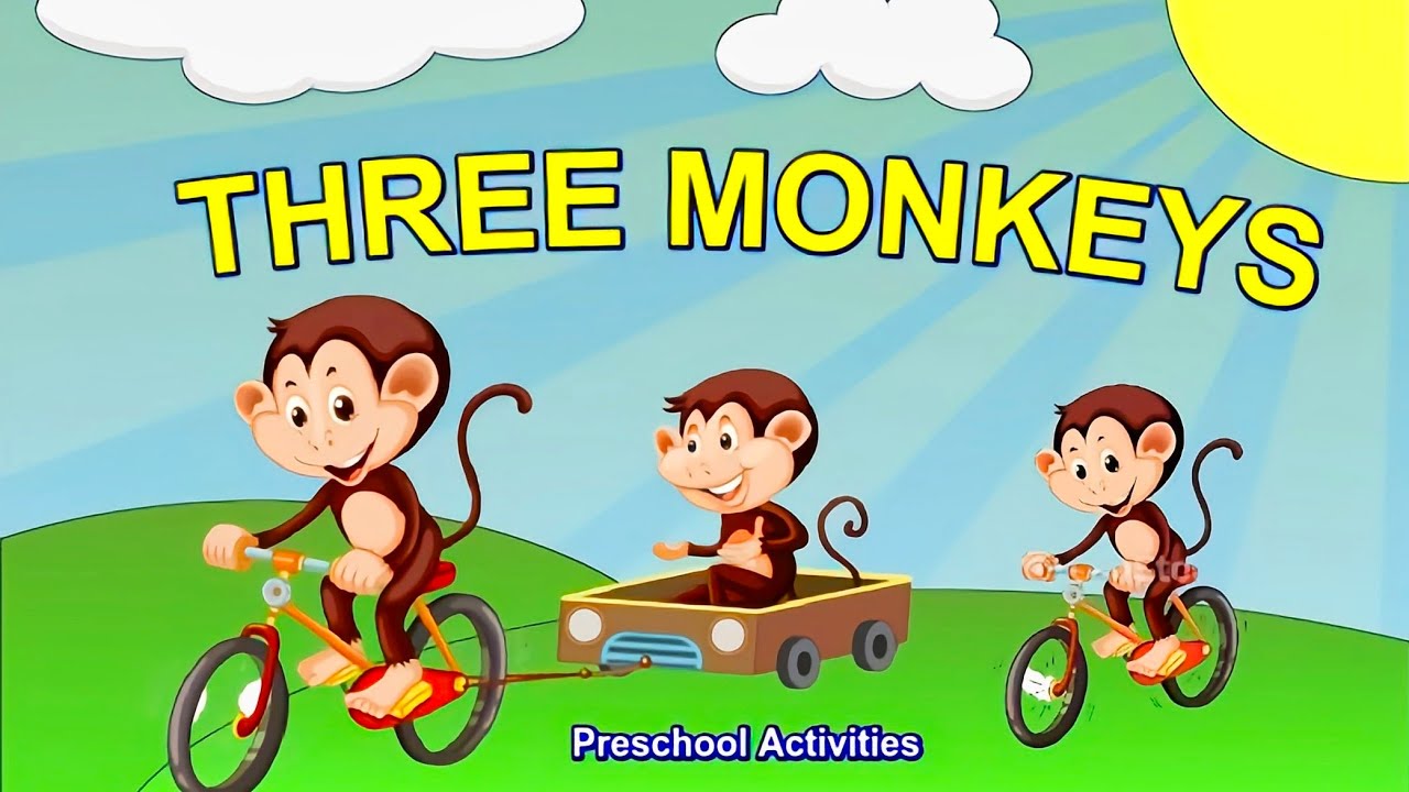 Three Monkeys | counting Number 3|kids learning video for preschool ...