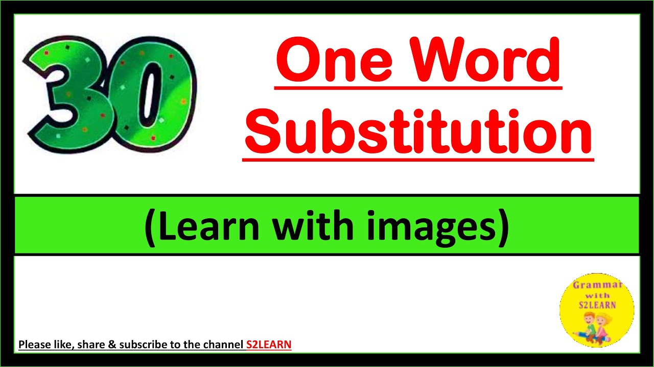 One Word Substitution in English| Important One Word Substitution ...