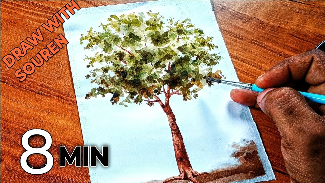 Easy Watercolor Painting | Tree | Easy Watercolor Tree - YouTube