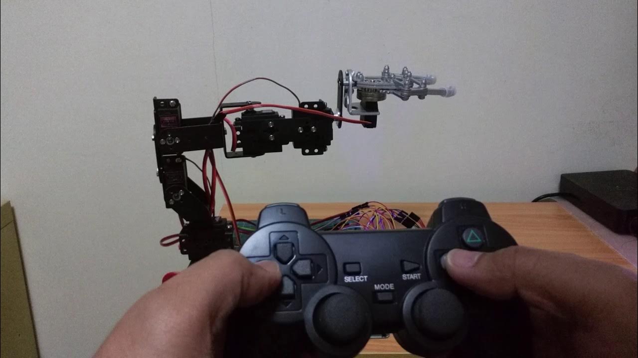 Arduino Robot Arm with Claw 6DOF: Controlled using PS2 Wireless Controller - YouTube