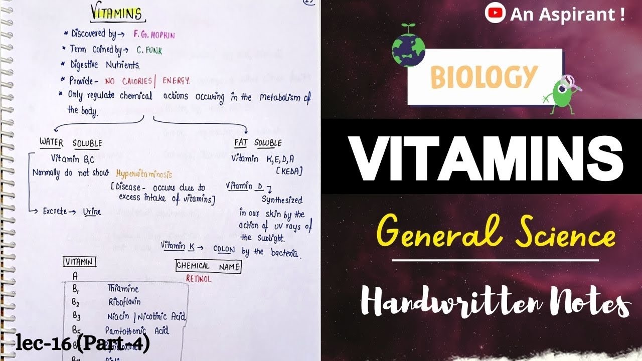 Vitamins -- Nutrients(Unit-3) || Biology || General Science || Lec.16 ...
