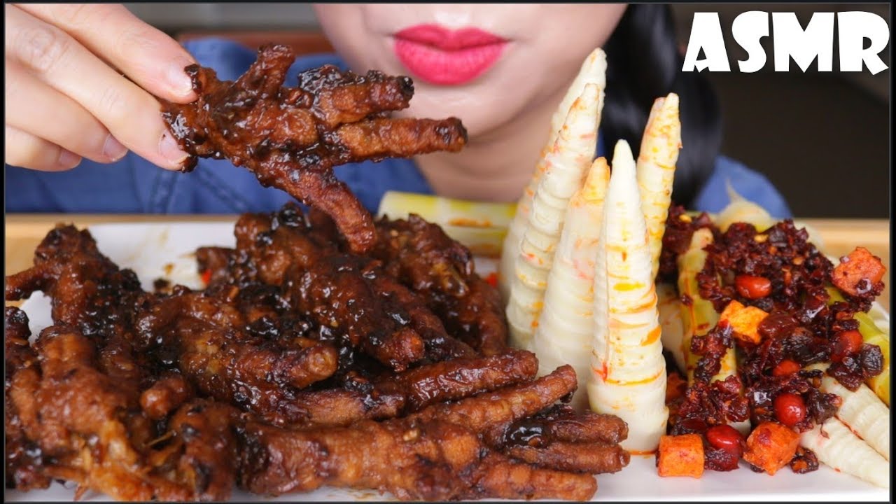 ASMR BRAISED CHICKEN FEET | BAMBOO SHOOTS | EATING SOUNDS - YouTube
