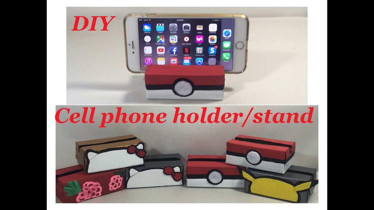 DIY Desktop Cell Phone Holder/Stand Pokemon Pokeball, Pikachu, Hello ...